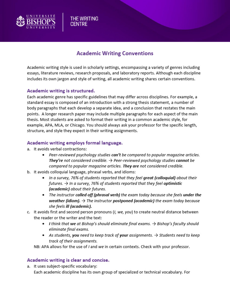 Academic Writing Conventions | PDF | Verb | Essays
