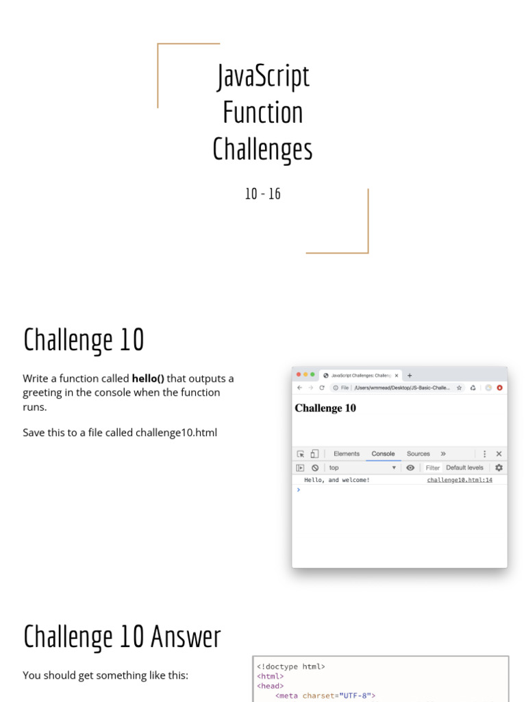 JavaScript Function Challenges | PDF | Command Line Interface | Parameter (Computer Programming)