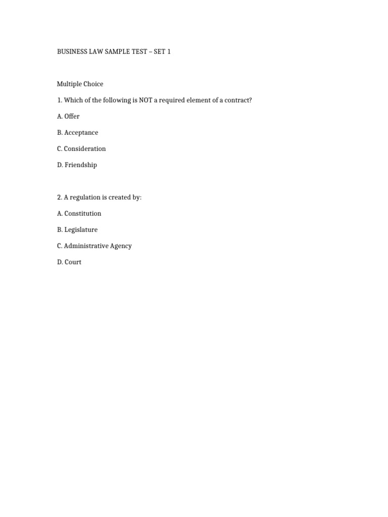 Business Law Test 1 | PDF