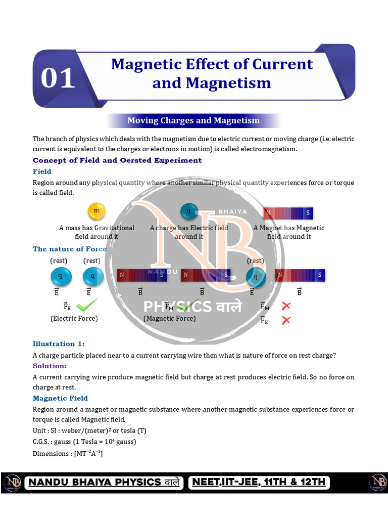 Magnetic Effect of Current & Magnetism | PDF | Force | Magnetic Field
