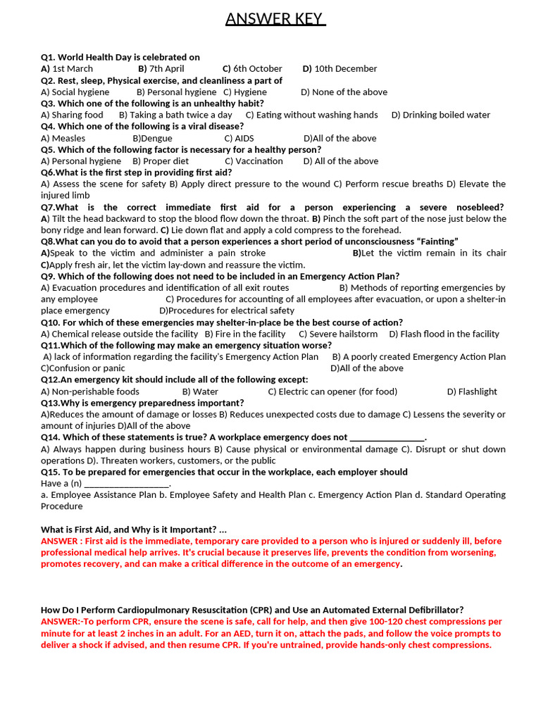 Answer Key-2025 September - Copy | PDF | Cardiopulmonary Resuscitation ...