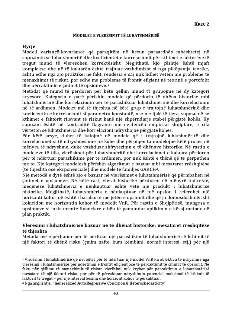 Kreu 2 - Modelet e Vleresimit Te Luhatshmerise | PDF