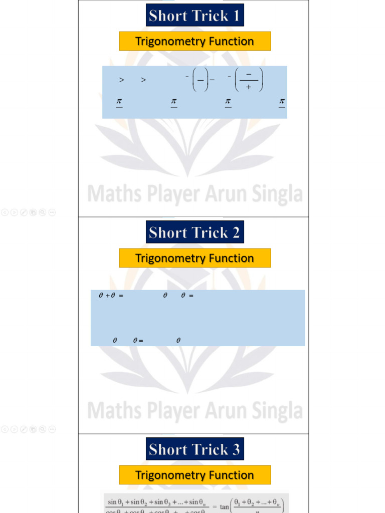 Short Trick 8 - 50.Pptx 2nd | PDF | Trigonometry | Function (Mathematics)
