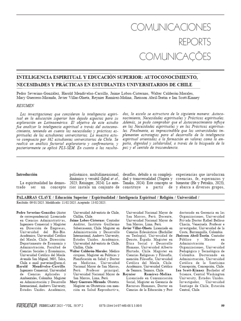 Inteligencia Espiritual y Educ | PDF | Universidad | Validez (Estadísticas)