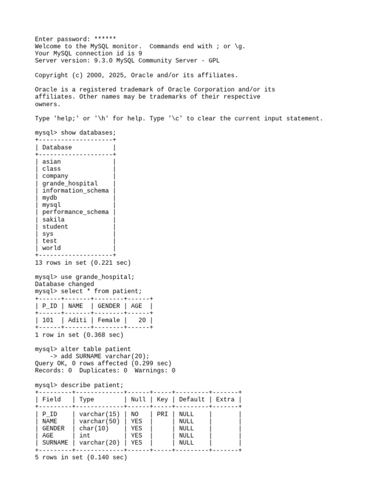 MySQL 9.3 Command Line Client | PDF | My Sql | Information Retrieval