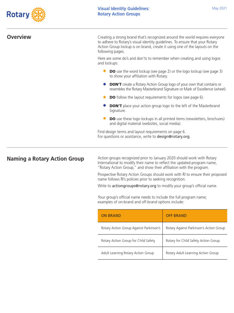 547J Visual Identity Guidelines Rotary Action Groups en | PDF | Logos