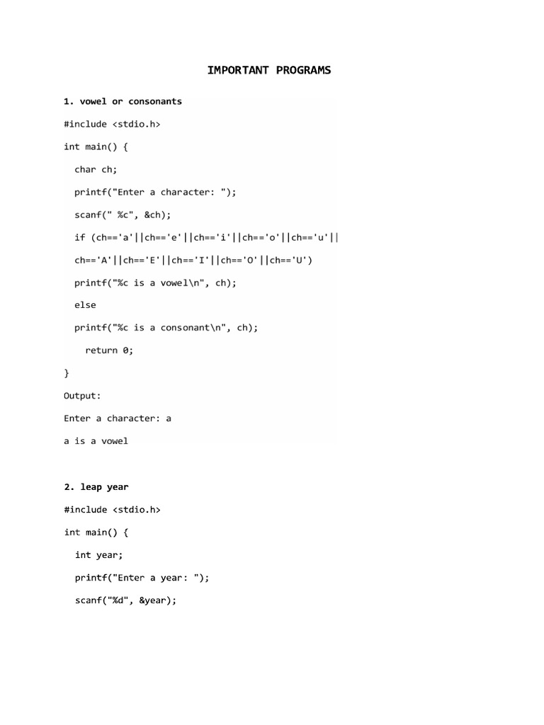 Imp Programs | PDF