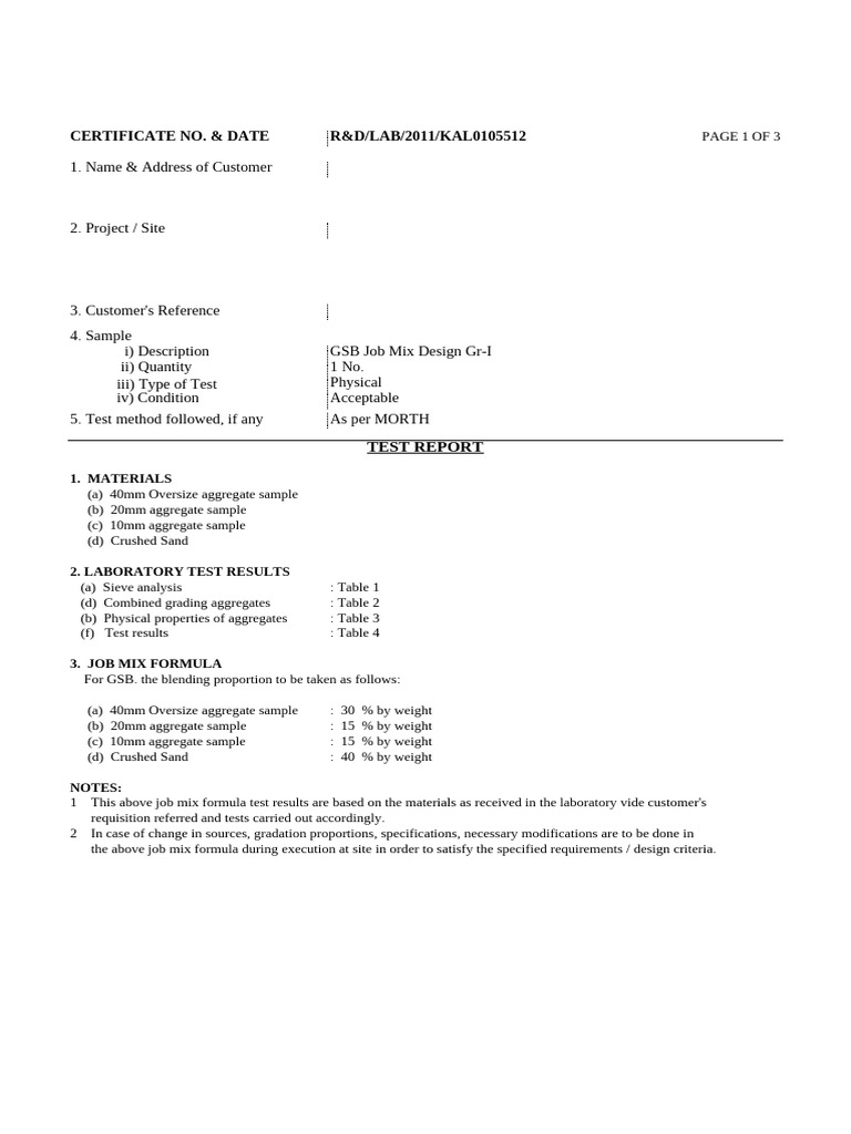 Job Mix Design GSB - Corrected | PDF