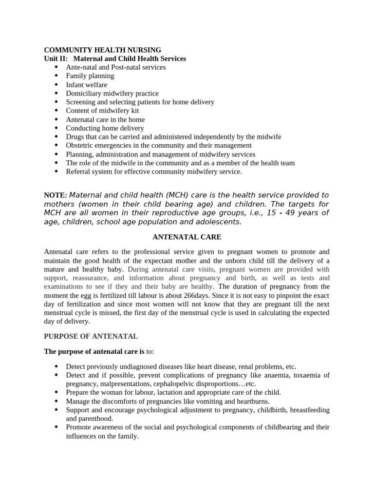 COMMUNITY HLTH Nursing Unit 2 | PDF | Pregnancy | Childbirth