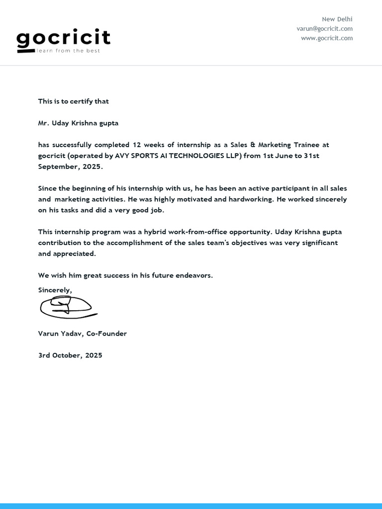 Uday Internship | PDF