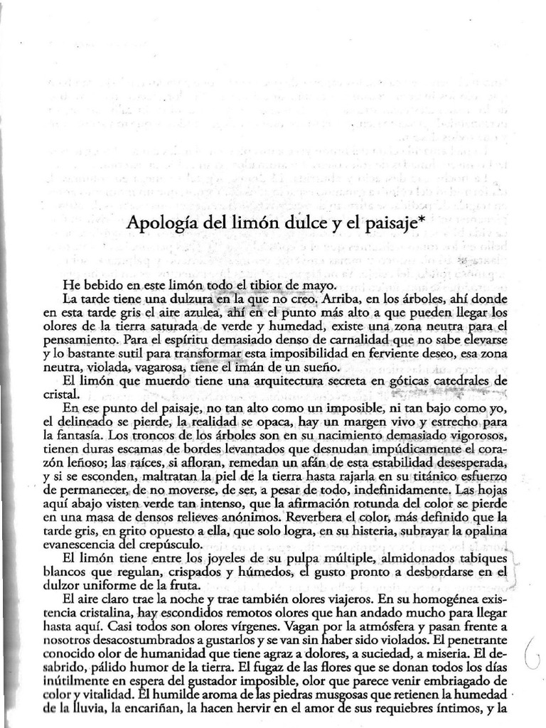 Yolanda Oreamuno. Apología Del Limón y Del Paisaje | PDF
