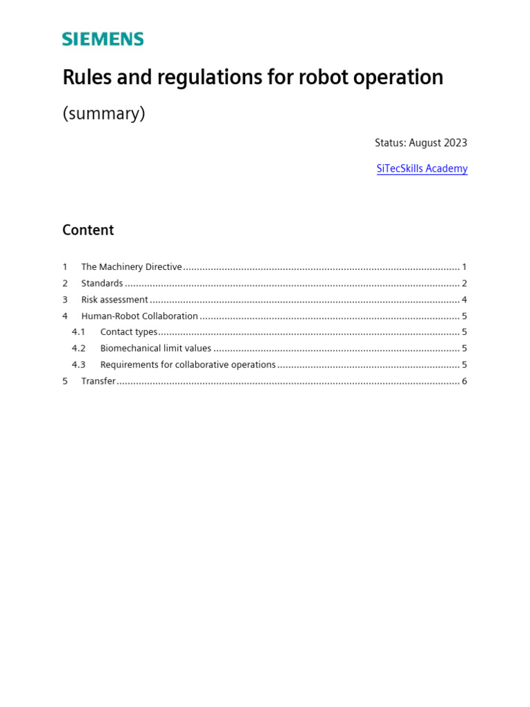 Robot Operation Regulations Overview | PDF | Risk | Risk Assessment