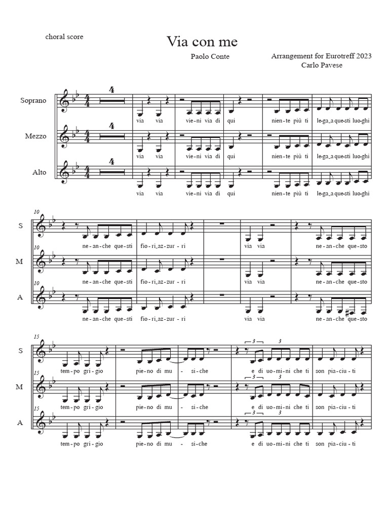 Conte - Via Con Me - SSA | PDF