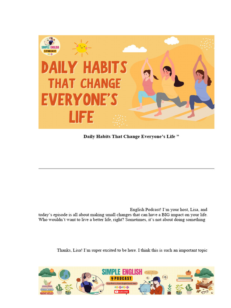 Daily Habits That Will Change Everyone's Life | PDF | Sleep | Gratitude