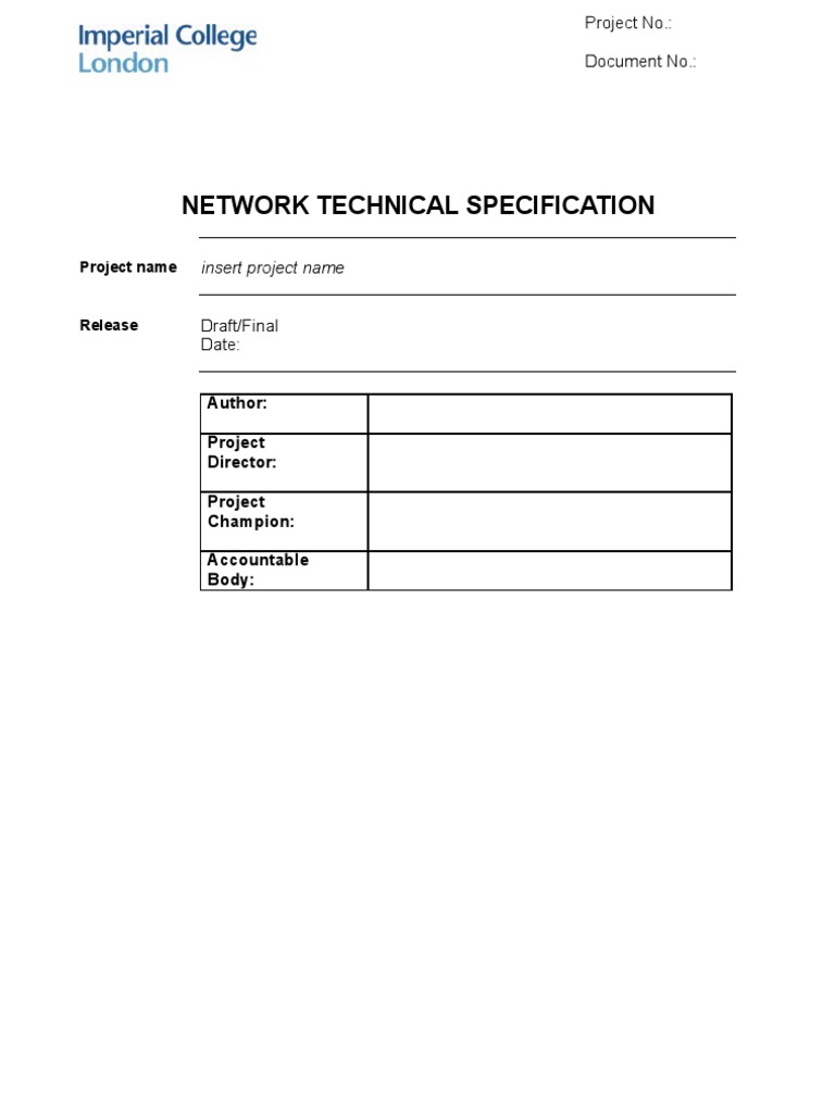 Network Technical Specification Document | PDF | Server (Computing ...