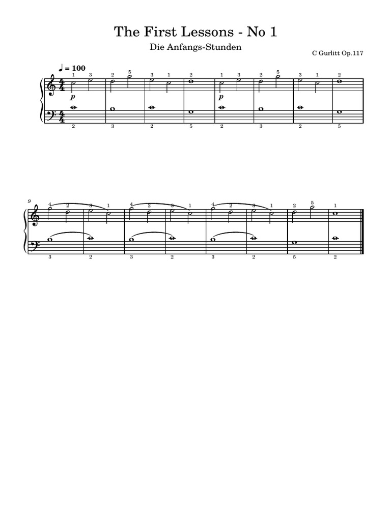 The First Lessons No 1 Op117 Cornelius Gurlitt | PDF