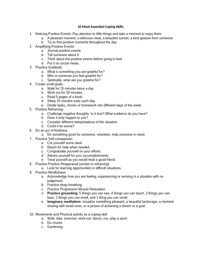 10 Coping Skills | PDF | Relaxation (Psychology) | Mindfulness
