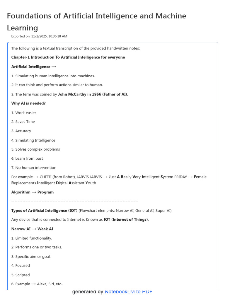Foundations of Artificial Intelligence and Machine Learning | PDF ...