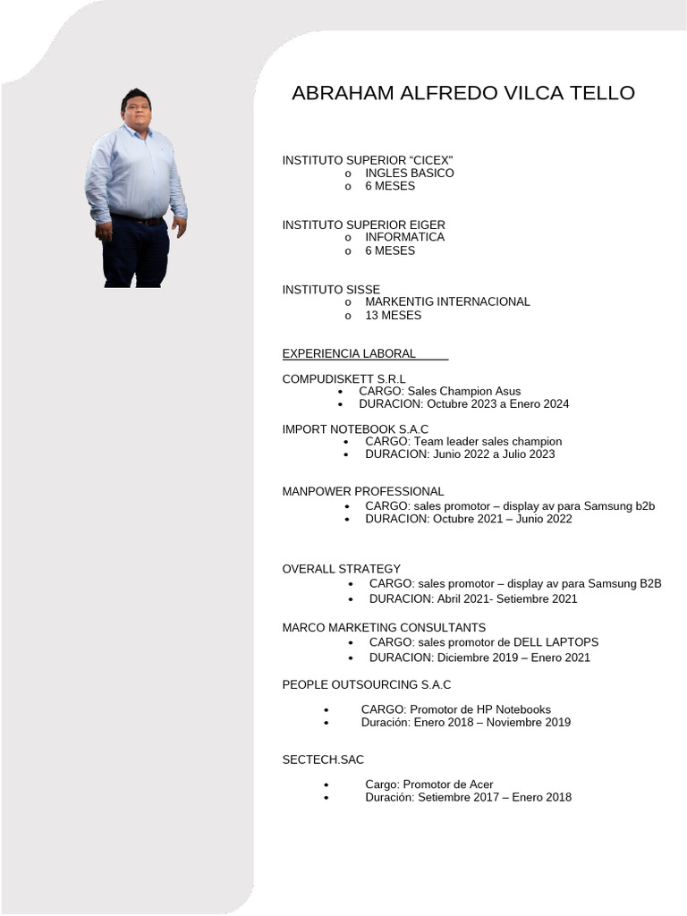 CV - Abraham Vilca - 030123 | PDF
