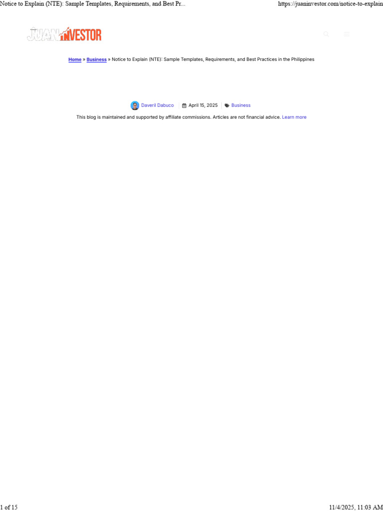 NTE Guidelines and Sample Templates | PDF | Employment | Labour Law