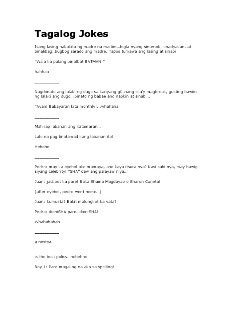 Tagalog Jokes | PDF