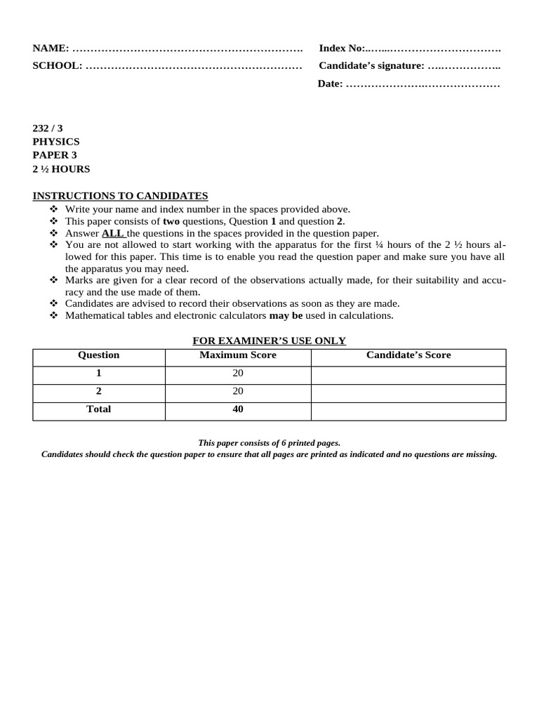 Physics Practical Exam 46 Questions | PDF | Voltage | Physical Quantities