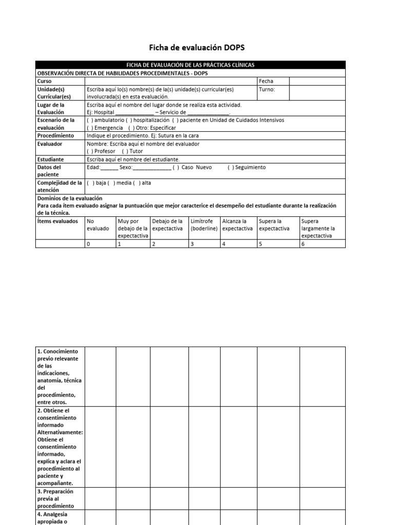 Ficha de Evaluación DOPS | PDF | Hospital | Medicina