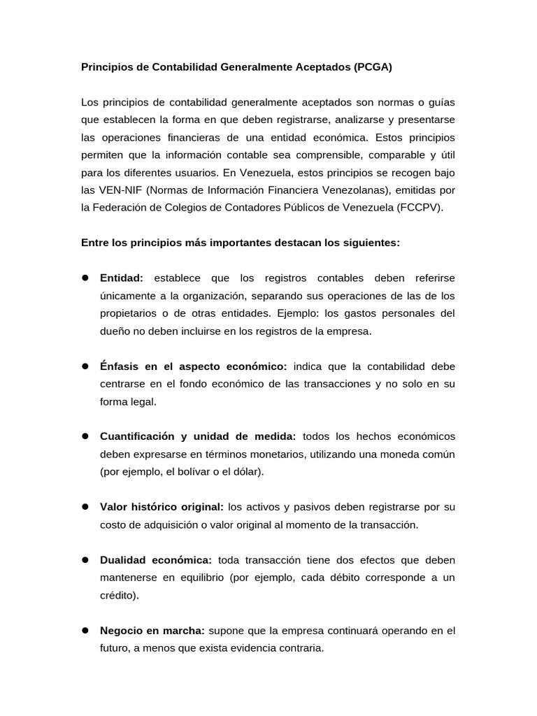Principios de Contabilidad Generalmente Aceptados - Imar | PDF | normas ...