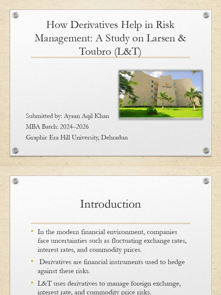 Derivatives Risk Management L&T Presentation | PDF
