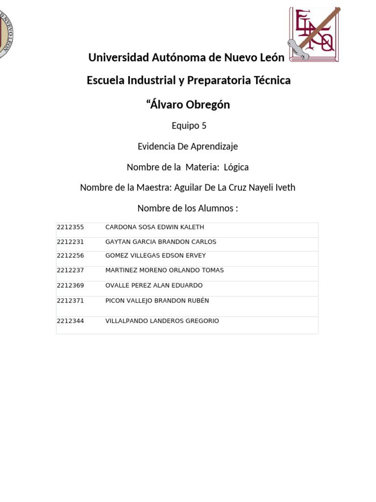 Evidencia Logica Equipo | PDF