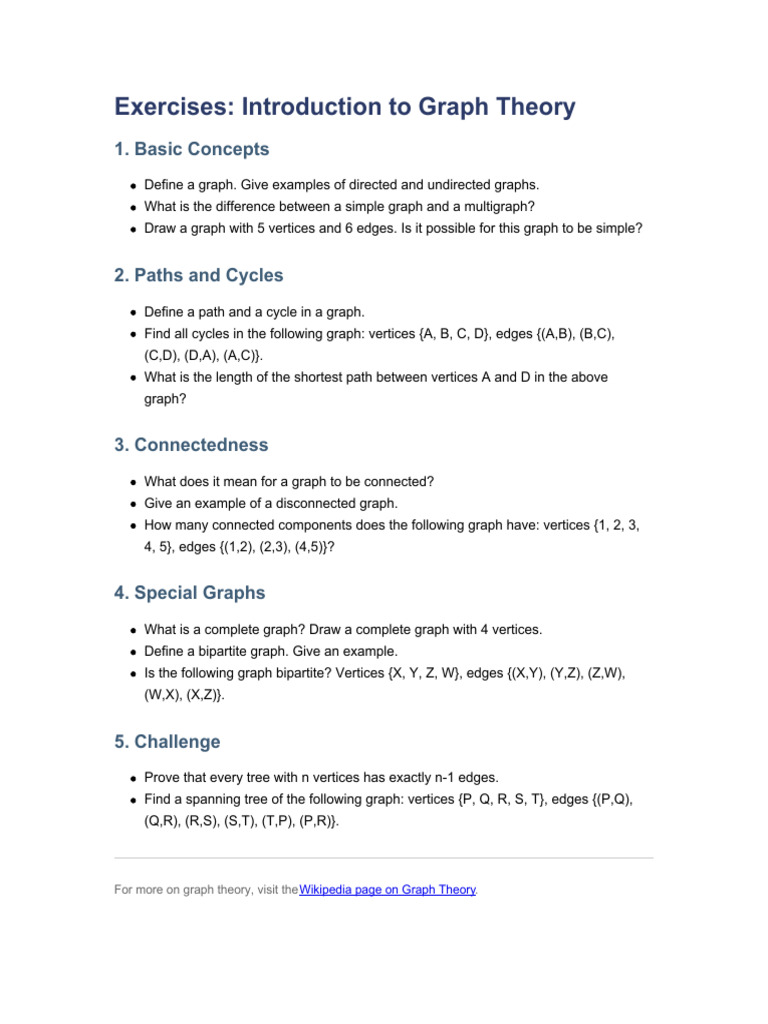 Graph Theory Exercises and Concepts | PDF
