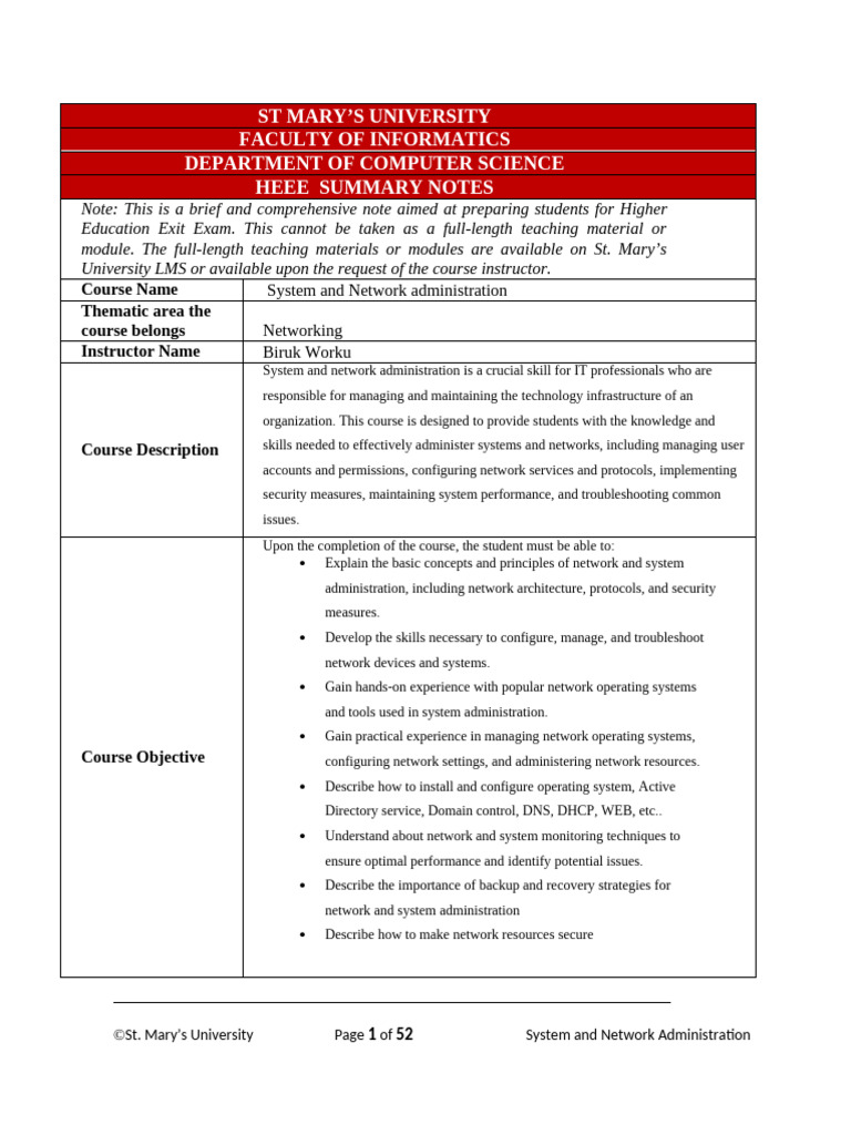 Network and System Administrator | PDF | Computer Access Control | File ...