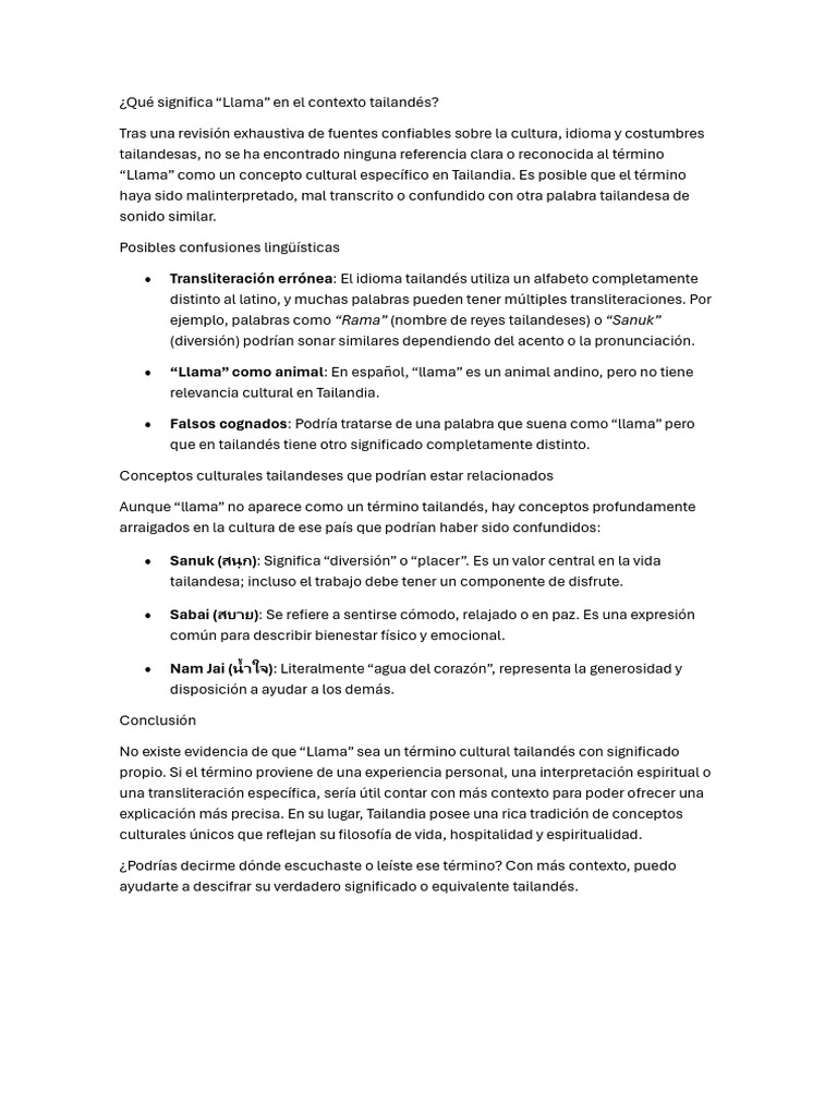 Tailandesa - LLama | PDF