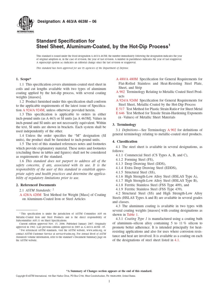 ASTM A463-A463M - 06 | PDF | Steel | Metals