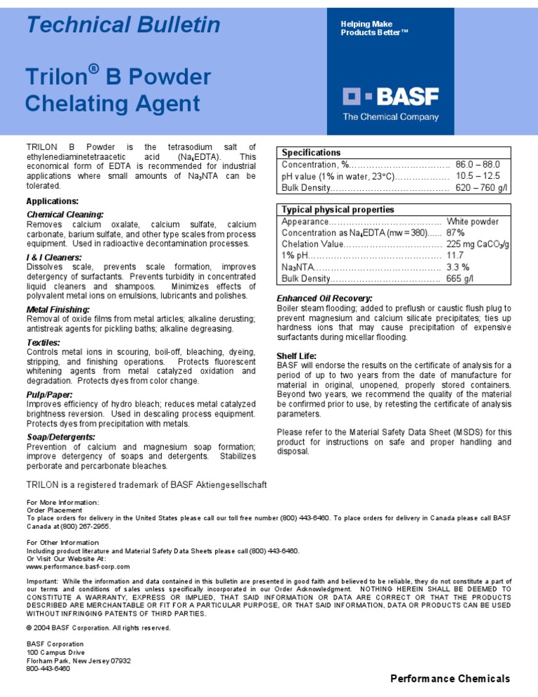 Trilon® B Powder | Ethylenediaminetetraacetic Acid | Chemical Compounds