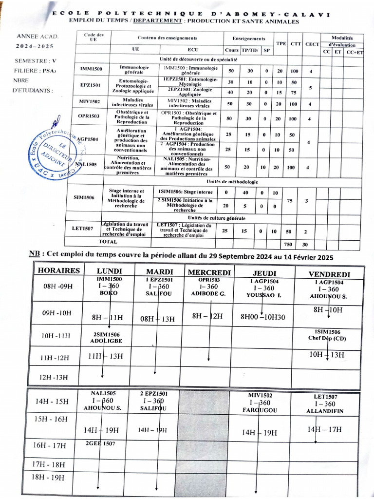 Emploi Du Temps GC | PDF