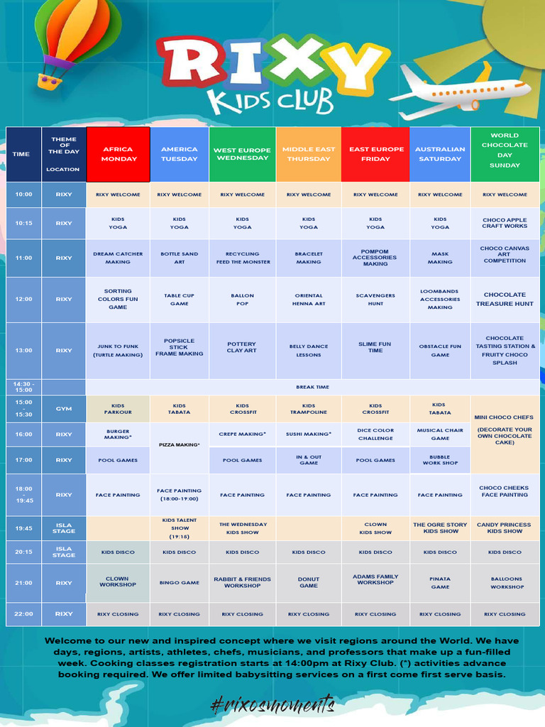 Weekly Kids Activities Schedule | PDF
