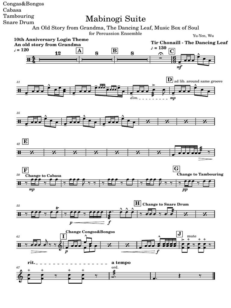 Mabinogi Suite - Congas&Bongos Part | PDF | Rhythm And Meter | Gaiaphones