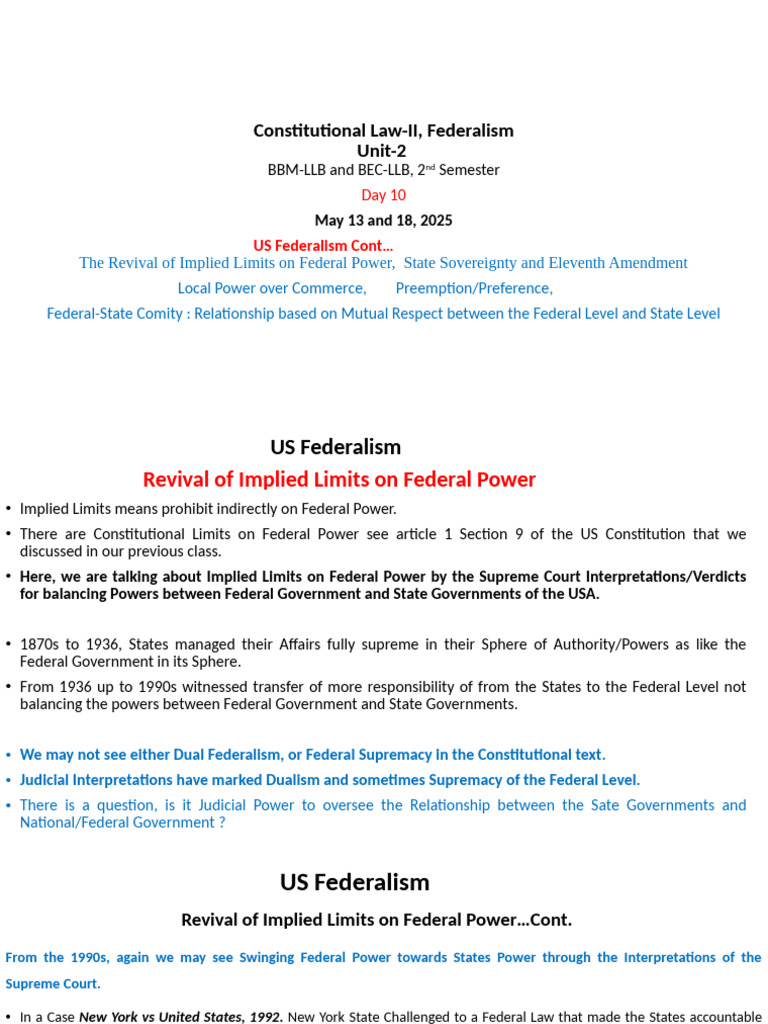 10th Day Const - Ii, US Fed. Cont. | PDF | Tenth Amendment To The ...