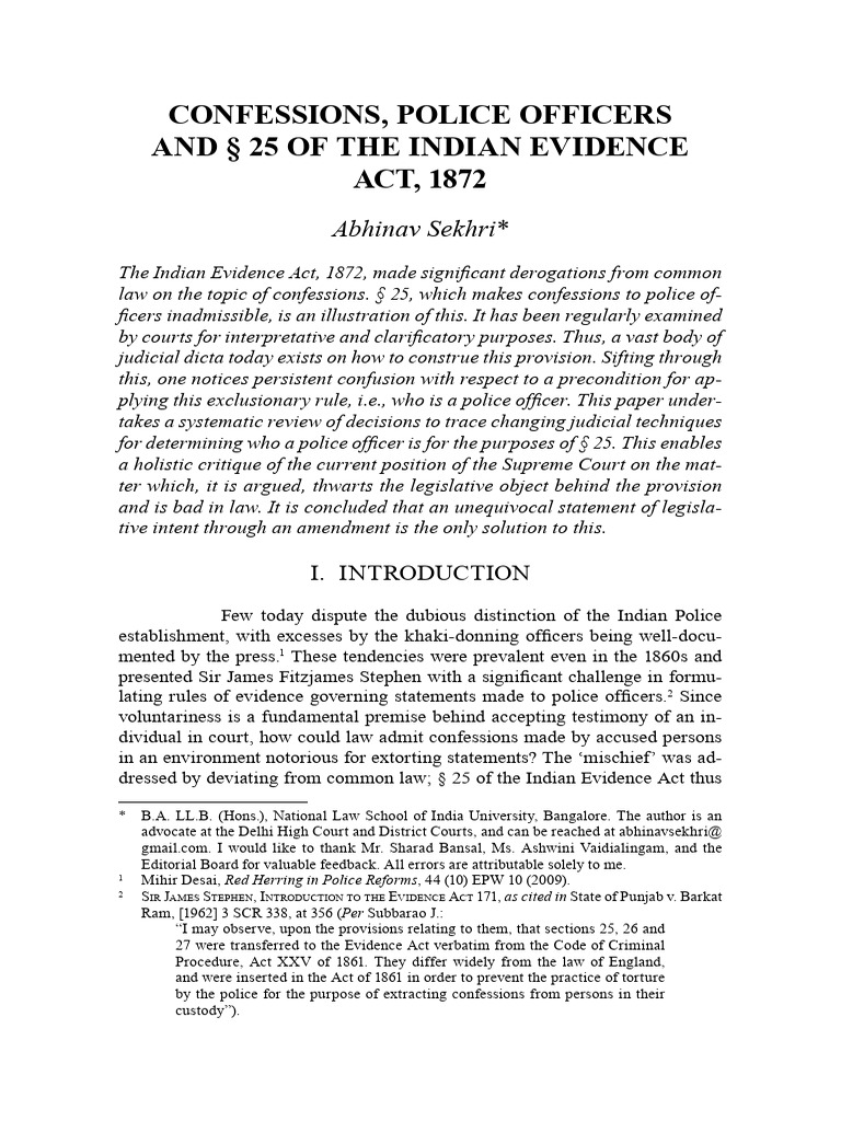 Police Confessions Under Section 25 | PDF | Police | Criminal Procedure ...