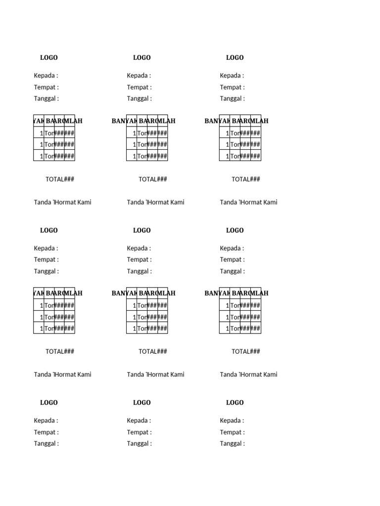 Template Nota F4 9 Vin | PDF