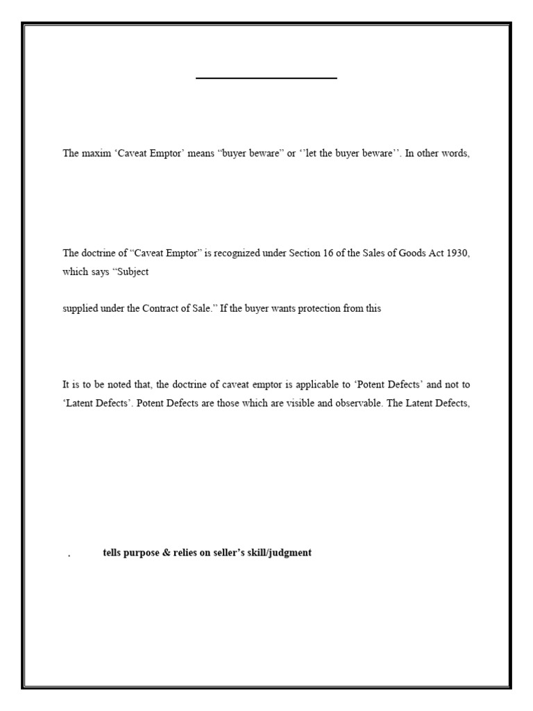 Understanding Caveat Emptor Doctrine | PDF | Common Law | Justice