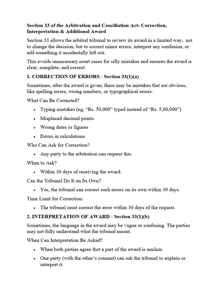 Internship Assignment - Section 33 | PDF | Arbitration | Appeal