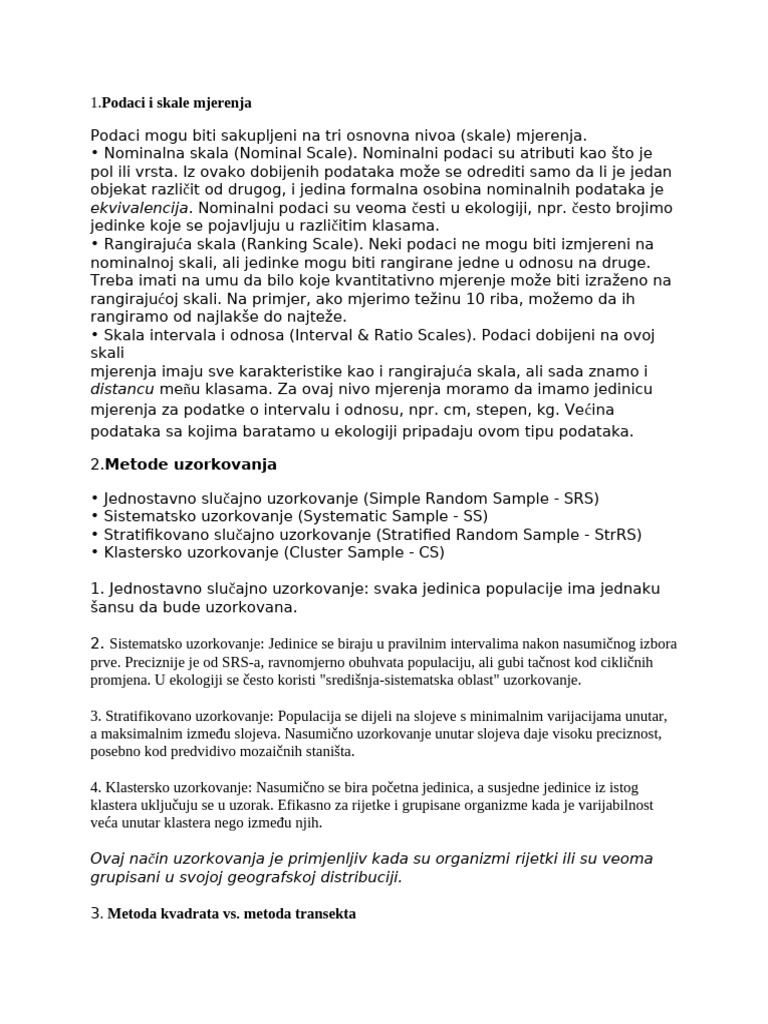 Ekologija Životinja Pitanja Neka | PDF