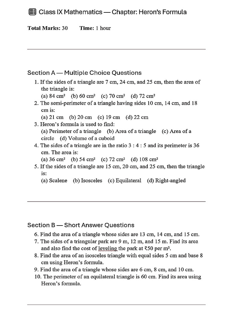 Heron's Formula | PDF