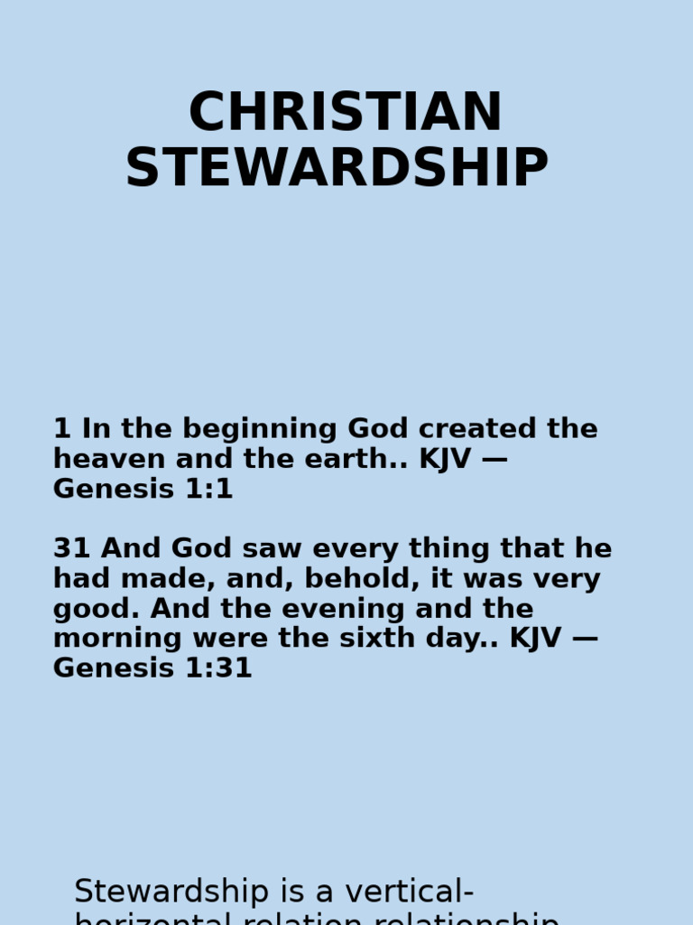 Principles of Christian Stewardship | PDF | Thou | Adam