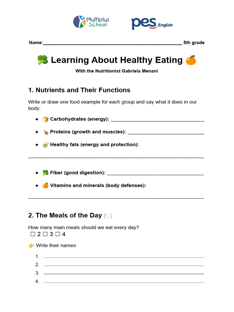 Healthy Eating Guide for 5th Graders | PDF