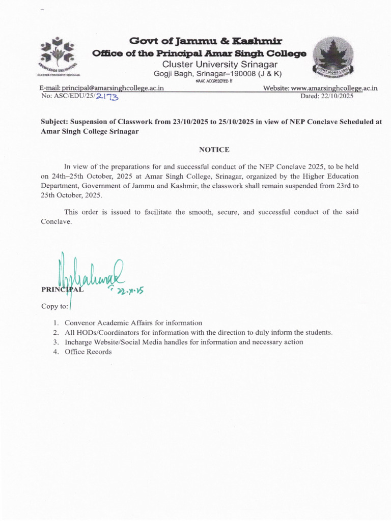 Notice for Classwork | PDF