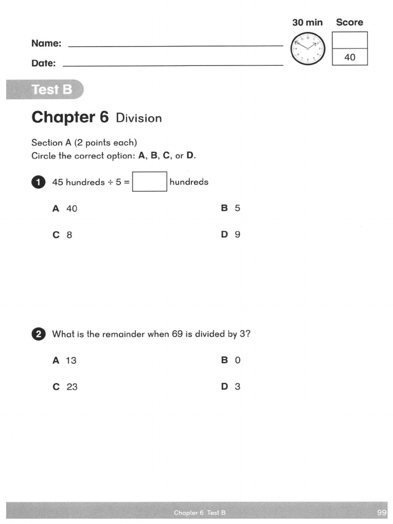 Math Test CH 06 Test B | PDF