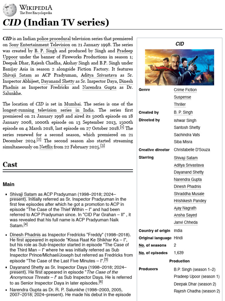 CID: Indian Crime Series Overview | PDF